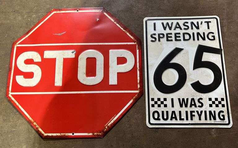(X) Stop Sign 12x12 and Speed limit Sign 7x10 - Kraft Auction Service, LLC
