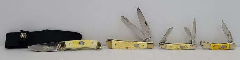 (N) Four Stainless Steel Steel Warrior Pocket Knives By Frost Cutlery ...