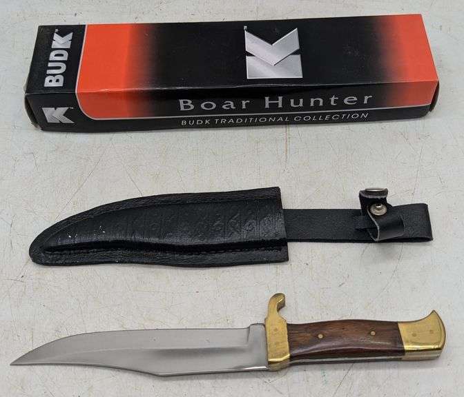 (F) Boar Hunter knife by BUD K. 6" long blade. - Kraft Auction Service, LLC