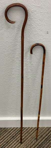 German Wooden Walking Canes With Hooked Handles - Kraft Auction Service ...