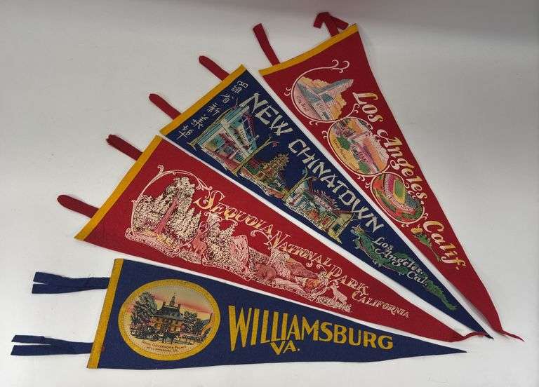Lot of 4 Vintage Souvenir Felt Pennants - Kraft Auction Service, LLC