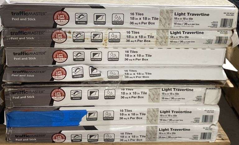 (CW) TrafficMaster LIGHT TRAVERTINE Peel & Stick Vinyl Tile Flooring ...