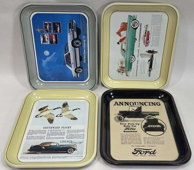 Lot Of 4 Vintage Ford Metal Advertising Trays - Kraft Auction Service, LLC