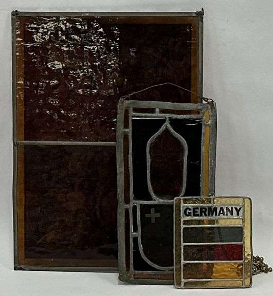 Leaded Stained Glass, Hand Painted German Decor - Kraft Auction Service ...