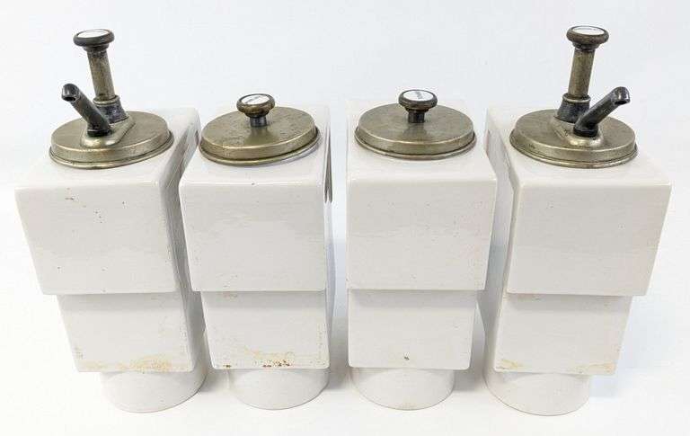 (4) Vintage Ceramic Soda Fountain Syrup Dispensers - Kraft Auction ...
