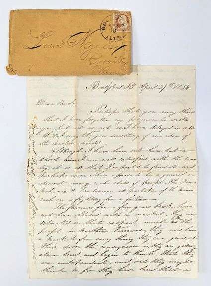 1853 Pioneer Life In Northern Illinois Letter - Kraft Auction Service, LLC