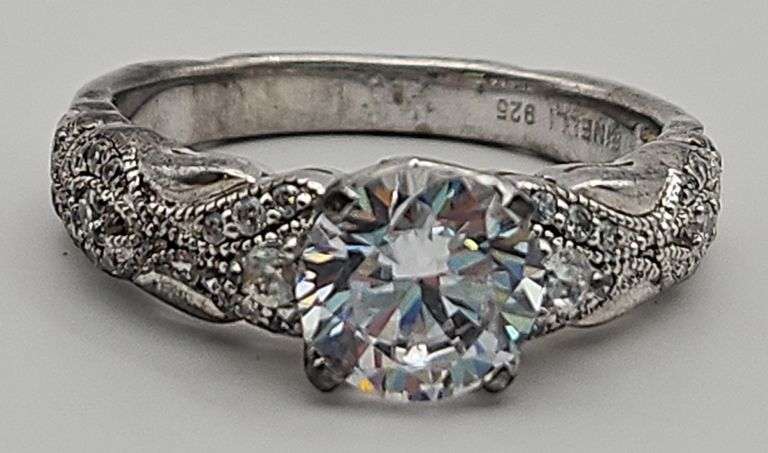 Finelli Jeweler's Sample Sterling Silver Engagement-Wedding Ring With ...