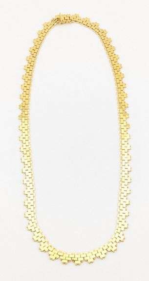 18K Yellow Gold Brick Chain Necklace - Kraft Auction Service, LLC