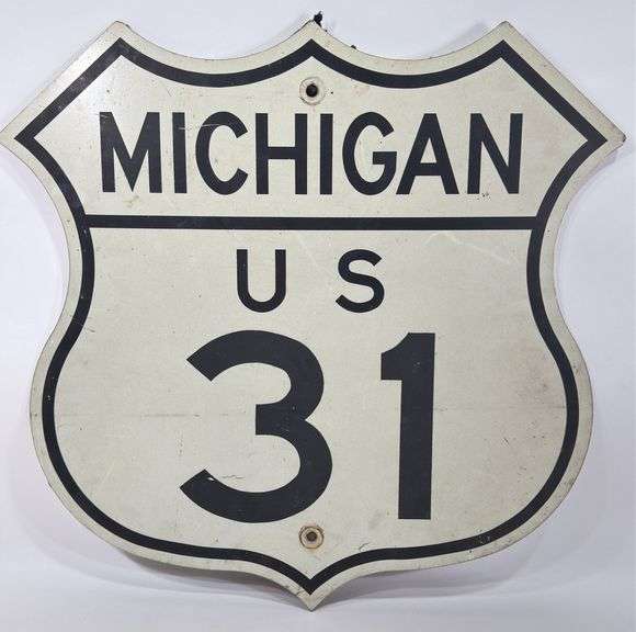 Vintage Michigan US 31 Road Shield Metal Sign - Kraft Auction Service, LLC