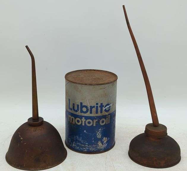 (F) Vtg Oil Cans & Motor Oil. Eagle & Noera Cans. Lubrite Full Can Oil ...
