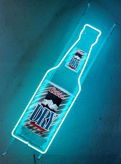 (QQ) Coors Dry Bottle Slanted Neon Sign - Kraft Auction Service, LLC