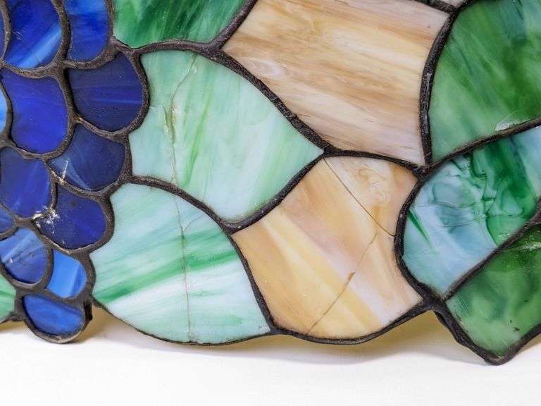 Vintage Slag & Leaded Glass "Grape" Hanging Lamp - Kraft Auction ...