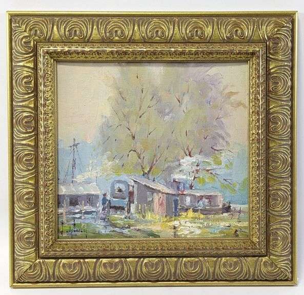 James Eccles Saugatuck Oil On Board Painting - Kraft Auction Service, LLC
