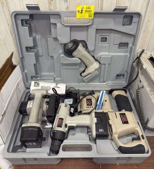 TJL Industrial 18v Cordless Tool Kit Incl. Two 18v Batteries, Cordless ...