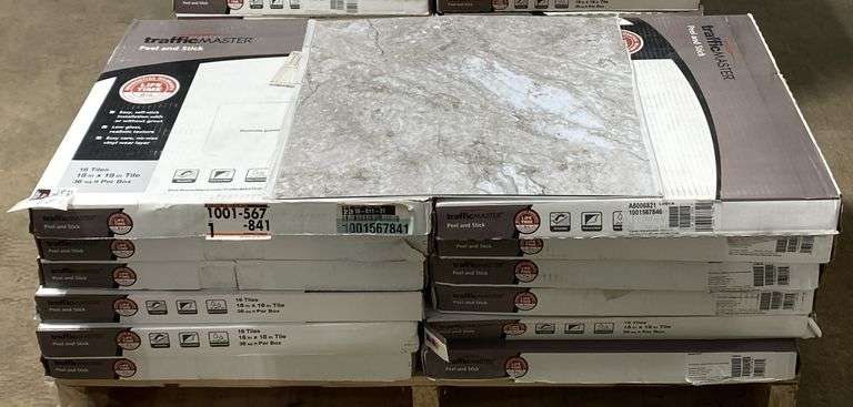 (CW) TrafficMaster LIGHT TRAVERTINE Peel & Stick Vinyl Tile Flooring ...