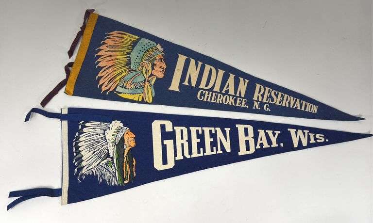2)Vintage Native American Felt Pennnat - Kraft Auction Service, LLC