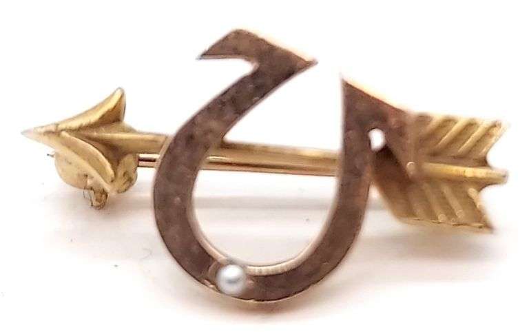 (JK) 14K Yellow Gold Omega Pin - Kraft Auction Service, LLC