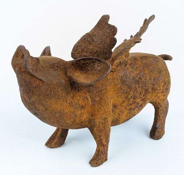 When Pigs Fly Cast Iron Winged Pig - Kraft Auction Service, LLC