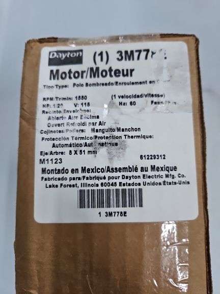 (ZZ) Dayton 115V Electric Motor - Kraft Auction Service, LLC