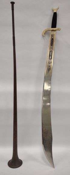 Metal Coach Horn (35" Tall) & Decorative Cimtarra Sword (38" Long ...