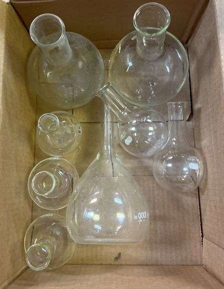 Pyrex And Kimax Glass Flat Bottom Flasks. - Kraft Auction Service, LLC