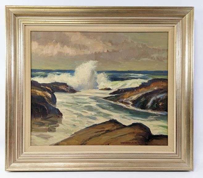 Frederick W. Rigley "Pounding Surf" Oil On Canvas - Kraft Auction ...