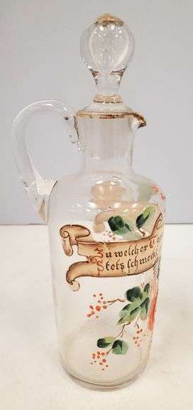 Vintage German Hand Painted Decanter - Kraft Auction Service, LLC