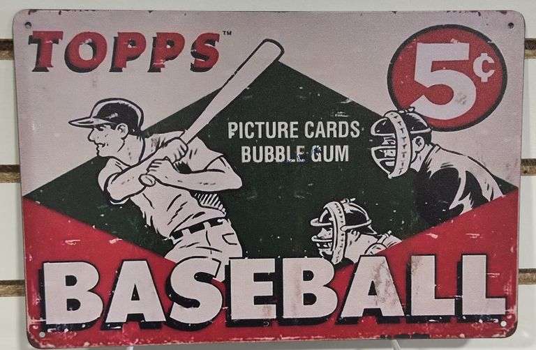 Metal Topps Baseball Picture Cards Advertising Sign 11 3/4 x 7 3/4 ...