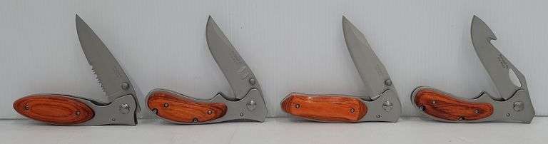 (N) Four Stainless Steel Pocket Knives Includes Apache Ranger, Apache ...
