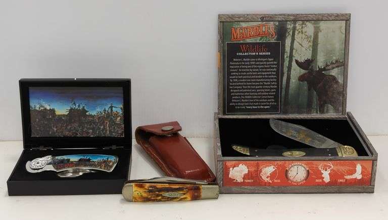 Marbles Wildlife Collector's Series, Case, and An Alamo Pocket Knifes ...