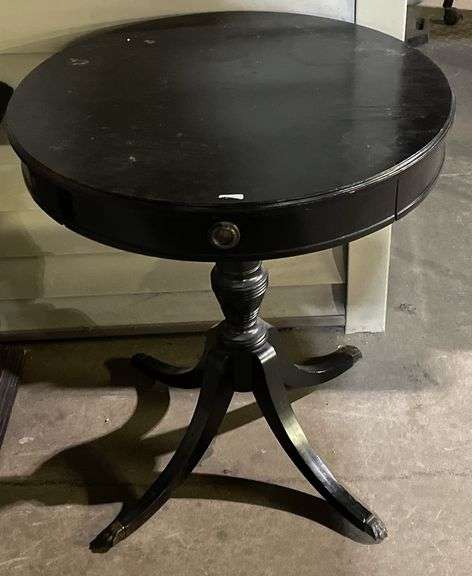 (FW) Vintage Drum Table End Table Diameter 24” Height 27” - Kraft ...