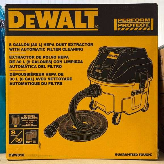 DEWALT Dust Extractor: HEPA, Dry/Wet, 8 gal Tank, 150 cfm Air Flow ...