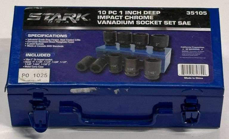 STARK 10-Piece 1in Deep Impact Chrome Vanadium Socket Set #35105 ...