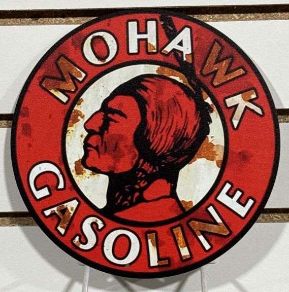 Metal Mohawk Gasoline Advertising Sign 7 3/4” - Kraft Auction Service, LLC