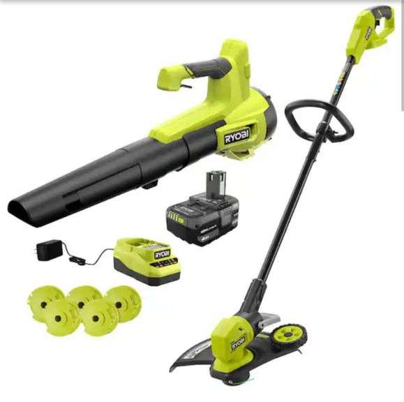 (CC) Ryobi One+HP 18v Cordless String Trimmer/Edger & Jet Fan Blower ...