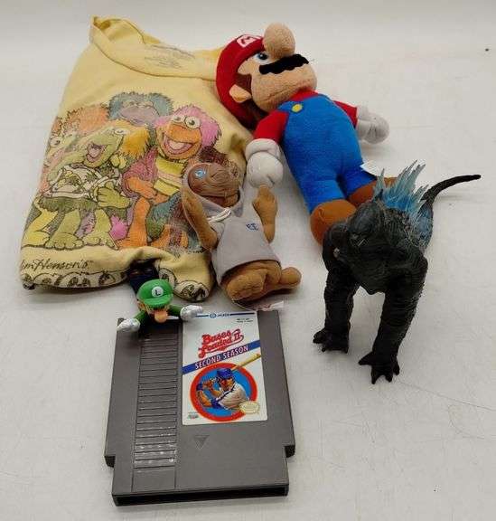 (DD) Various 80's memorabilia, including Mario Bros doll, the Muppets T ...