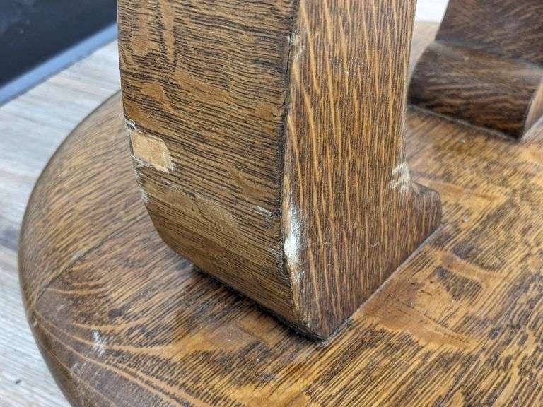 Antique Tiger Oak Claw Foot Round Parlor Table - Kraft Auction Service, LLC
