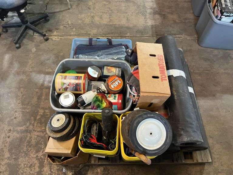 (F) Pallet Including Tar Paper , Tins , Dog Items and more - Kraft ...