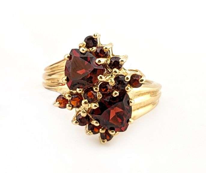14K Gold Garnet Cluster Ring - Kraft Auction Service, LLC