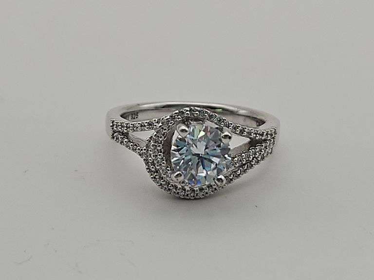 Finelli Jeweler's Sample Sterling Silver Engagement-Wedding Ring With ...