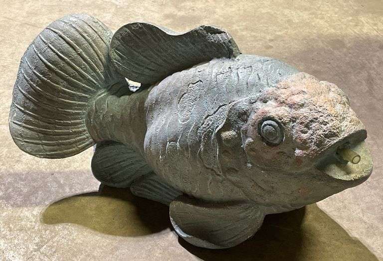 (F) Concrete Fish Water Fountain 9” - Kraft Auction Service, LLC