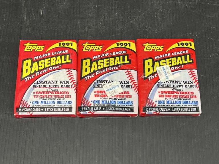 Topps 1991 Major League Baseball Trading Card Packs, 3 - 15 Card Packs ...