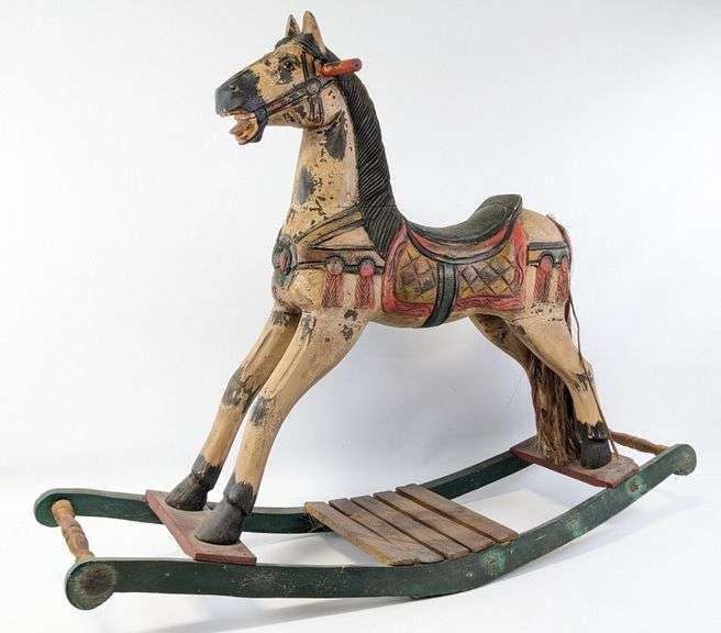 Antique Carved & Painted Wood Rocking Horse - Kraft Auction Service, LLC