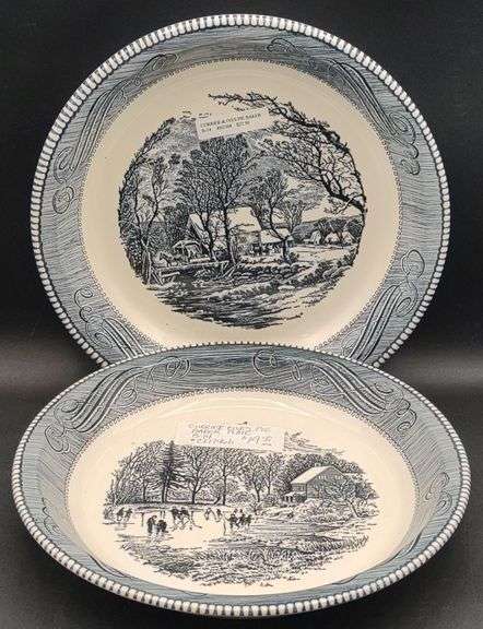 (N) Currier & Ives Ironstone Pie Baker Plates - Kraft Auction Service, LLC