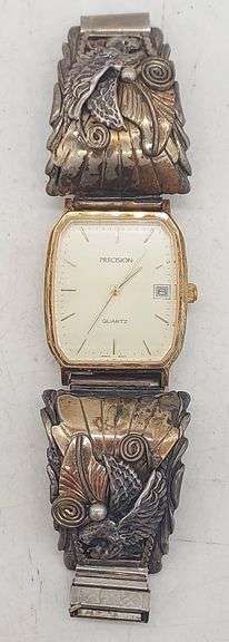 (F) Precision Watch with Sterling Band Cuffs - Kraft Auction Service, LLC