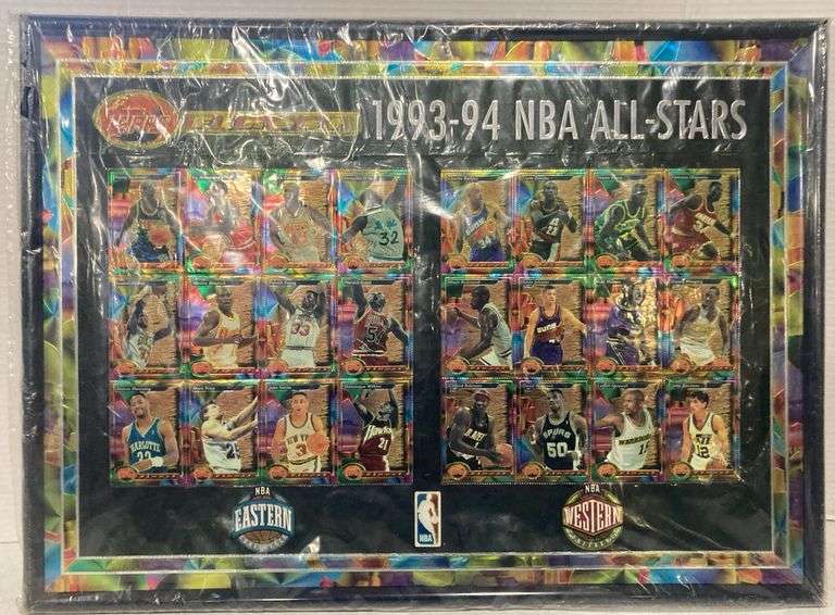 (J) 1993-94 NBA all stars Topps finest framed sheet Pippen Shaq and ...