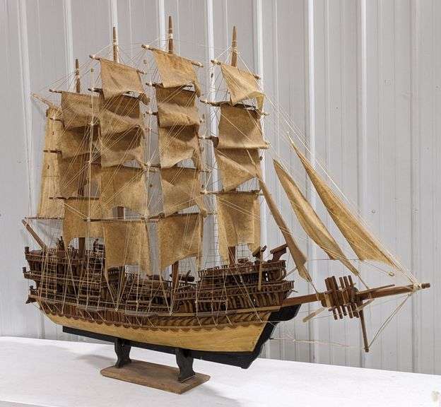 Prisoner Made Spanish Galleon Ship Model - Kraft Auction Service, LLC