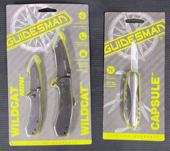 (T) Three Guidesman Folding Pocket Knives Wildcat, Wildcat Mini, And ...