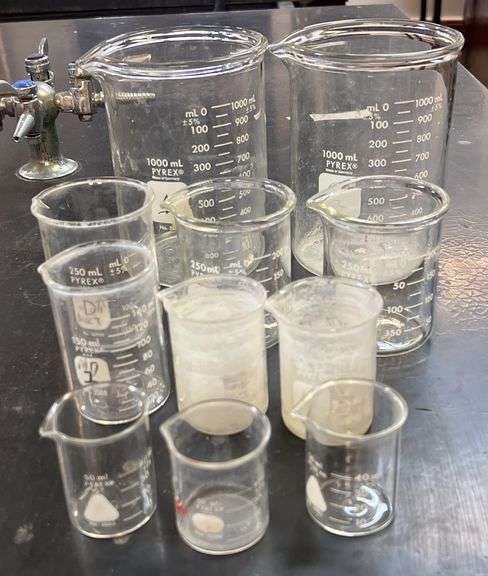 Pyrex Borosilicate Glass Beakers, Multiple Sizes. - Kraft Auction ...