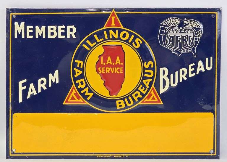 SST Illinois Farm Bureau Embossed Advertising Sign - Kraft Auction ...